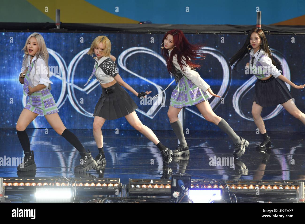 K-Pop girl group aespa perform on stage during the “Good Morning ...