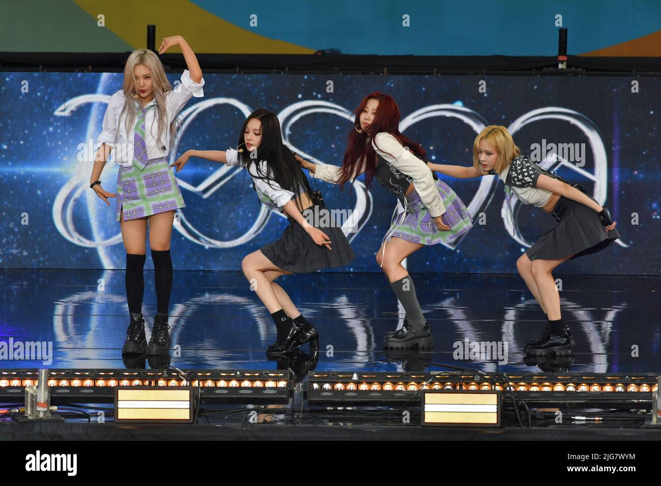 K-Pop girl group aespa perform on stage during the “Good Morning ...