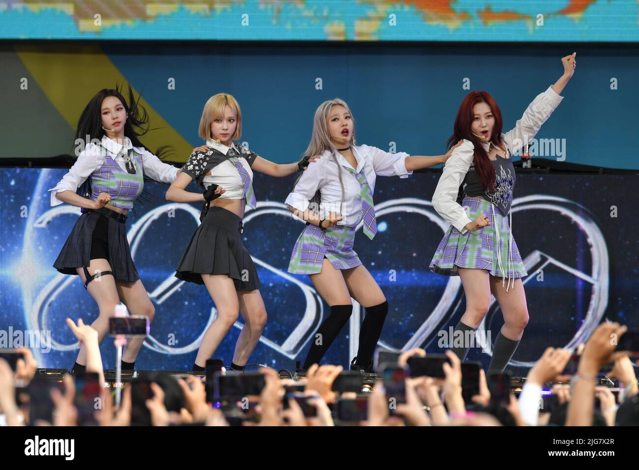 K-Pop girl group aespa perform on stage during the “Good Morning ...