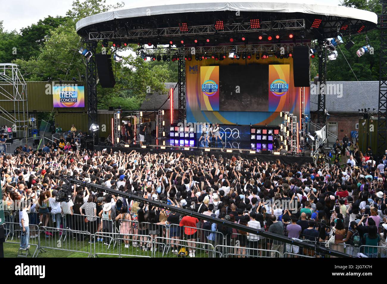 K-Pop girl group aespa perform on stage during the “Good Morning ...