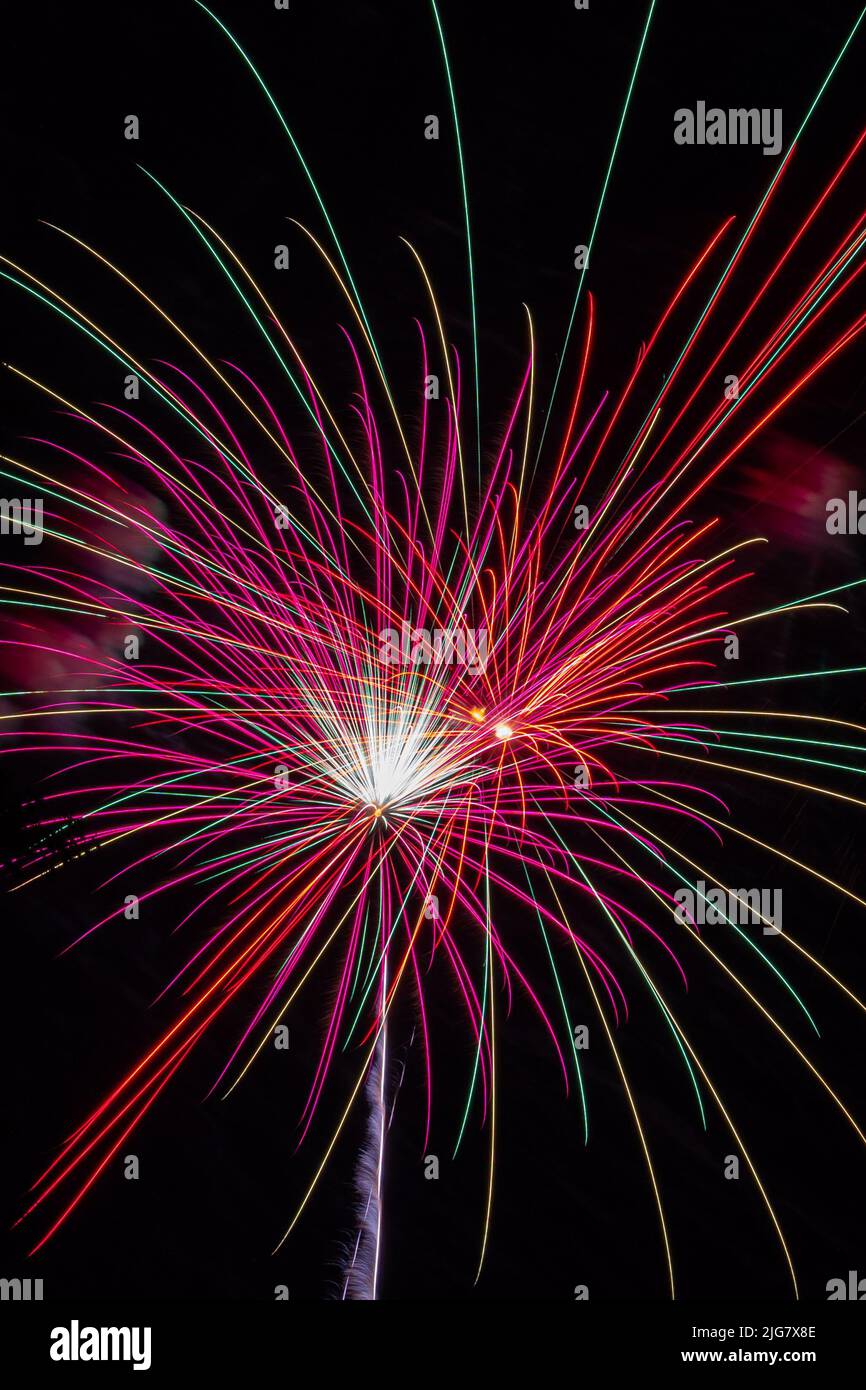 A vertical shot of the beautiful fireworks for the independence day ...