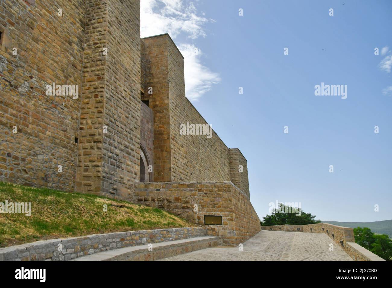 The walls of the medieval castle built by King Frederick II in a small ...
