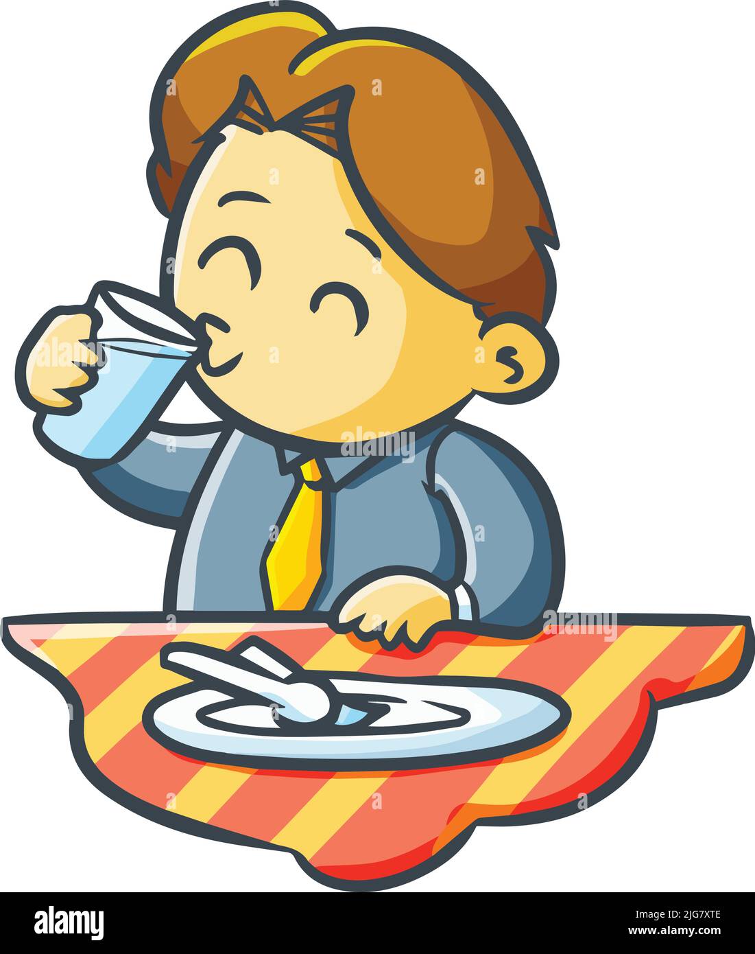 A vertical simple clip art of a cartoon character drinking water by the ...