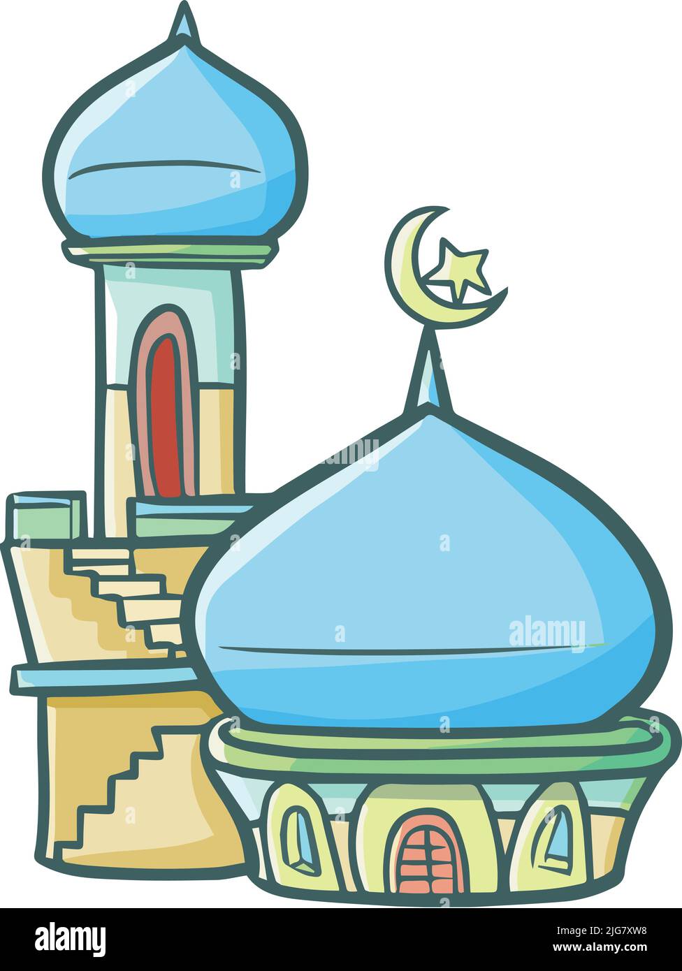A vertical simple clip art of cartoon mosques Stock Vector Image & Art ...