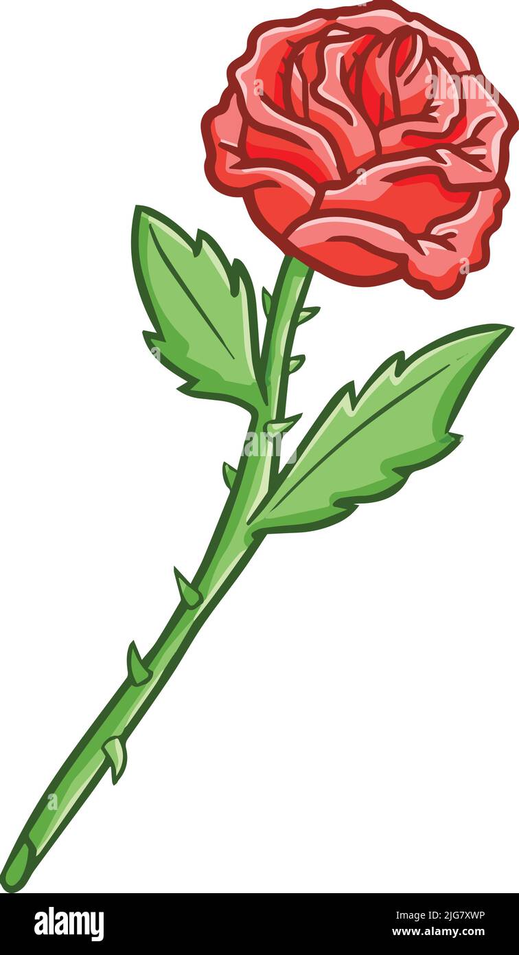 A vertical simple clip art of a rose on a white background Stock Vector ...
