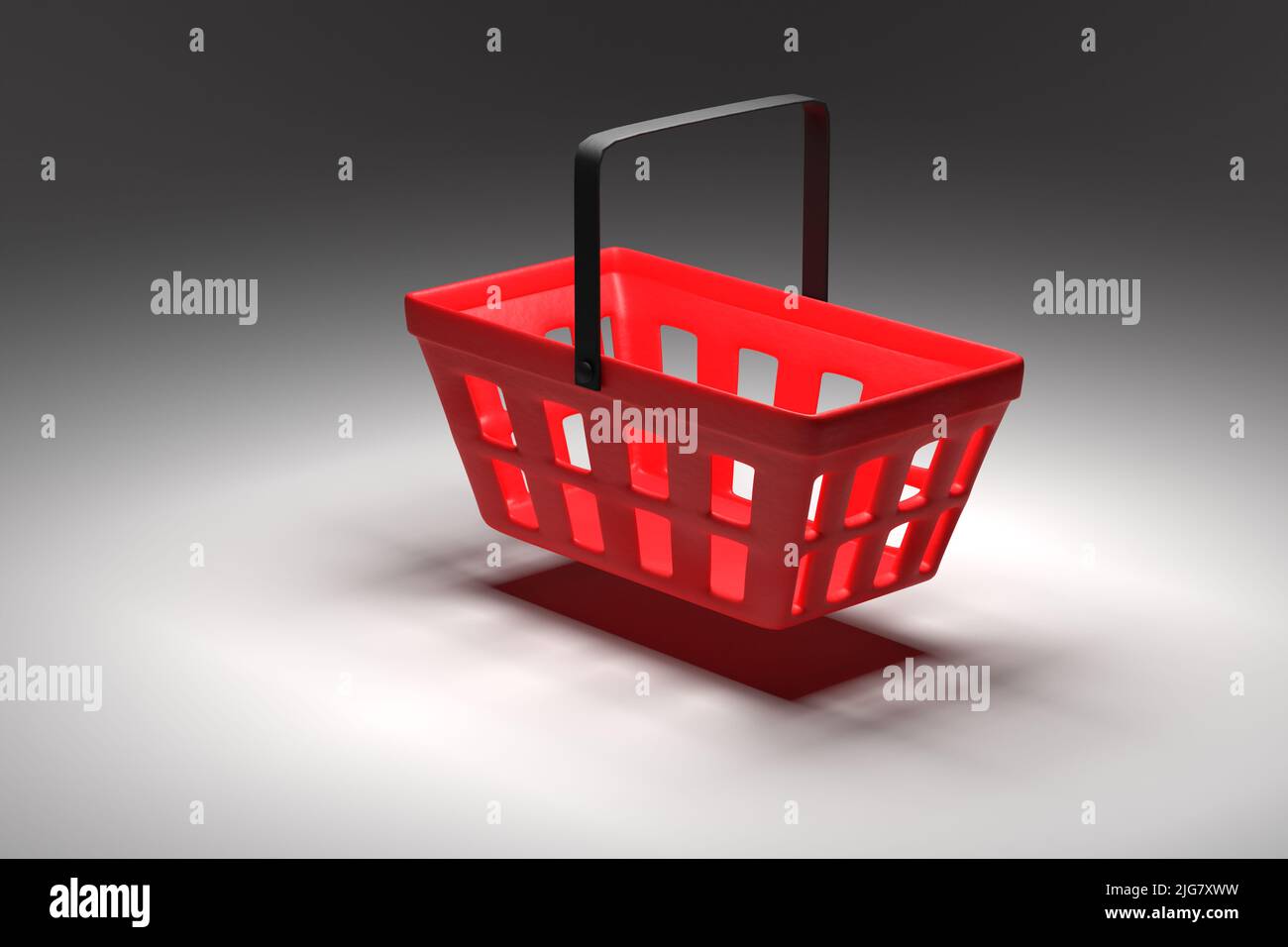 Red grocery basket. Shopping concept. 3D render Stock Photo - Alamy