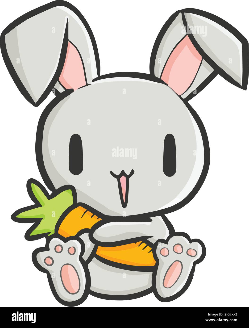A vertical simple clip art of a cute bunny with a carrot Stock Vector ...