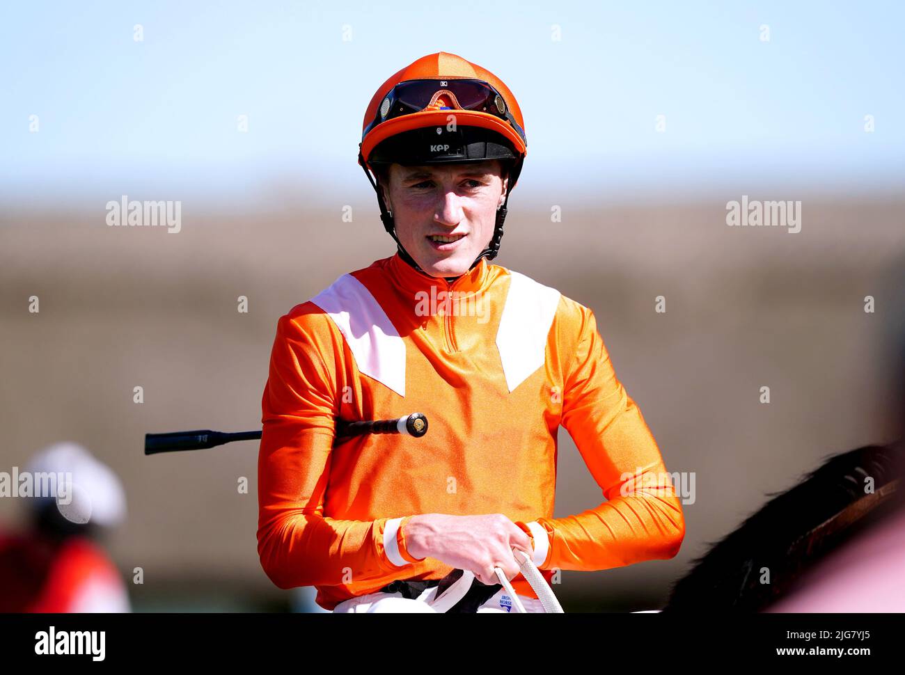 Jockey David Egan after winning the Arioneo Handicap on Nizaaka during ...
