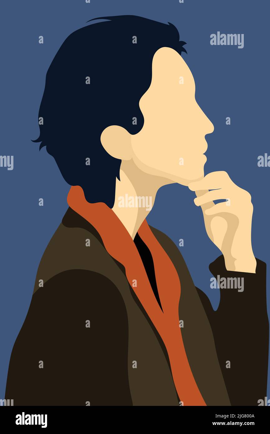 attractive flat illustration. young boy figure. man pose silhouette ...