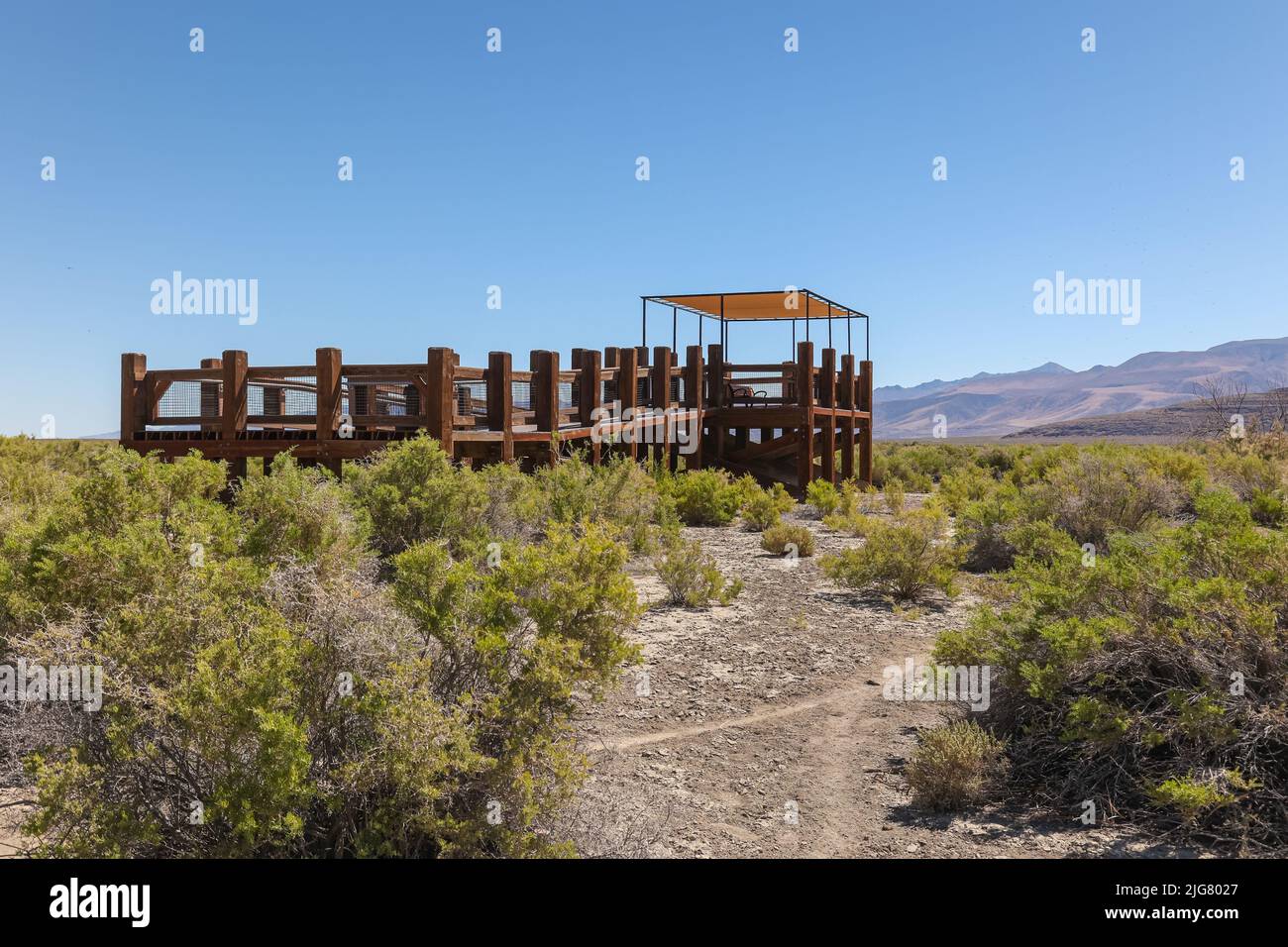 An observation deck allows refuge visitors to watch wildlife at ...