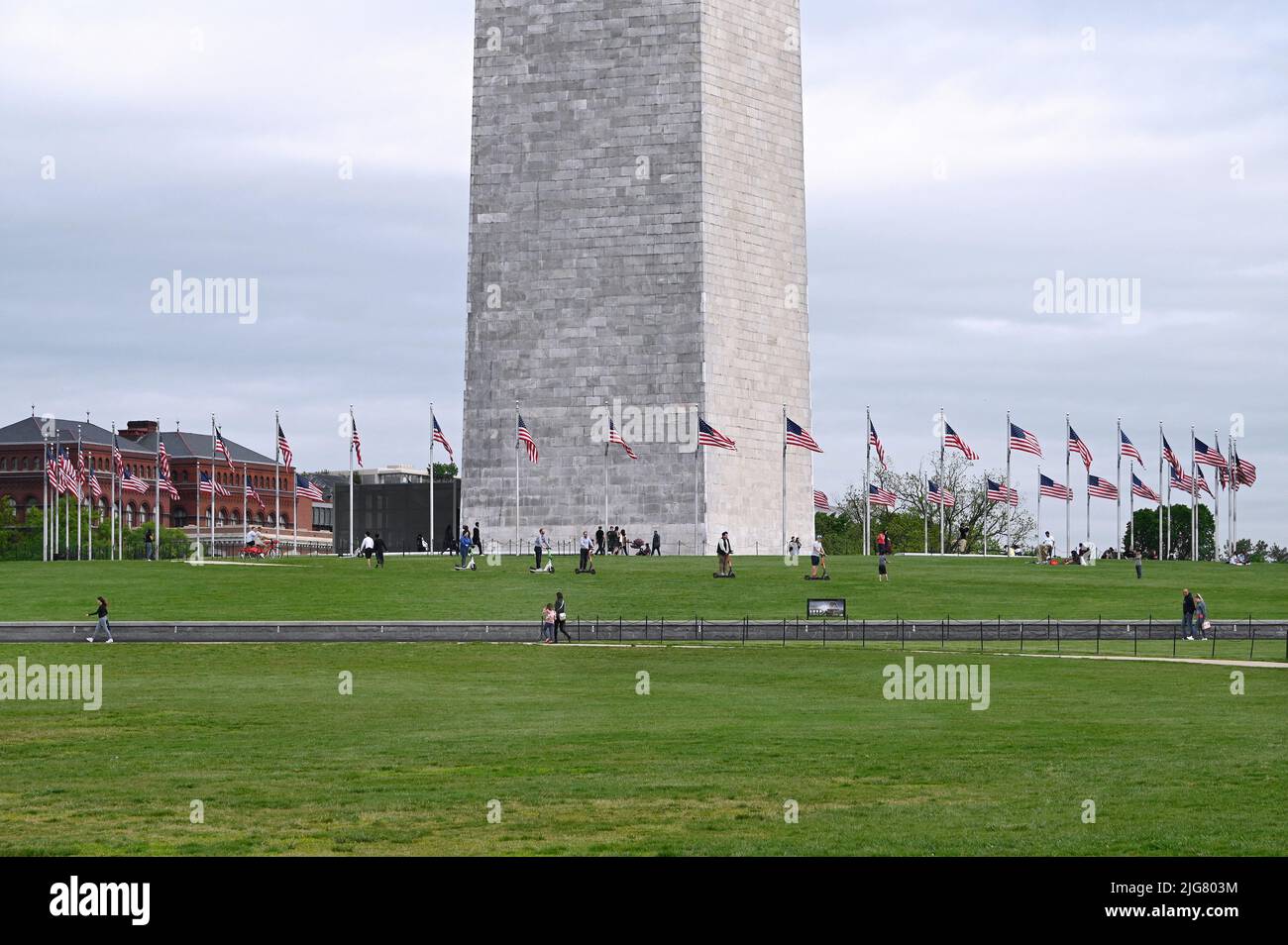 American flags around the Washington Monument on the National Mall ...