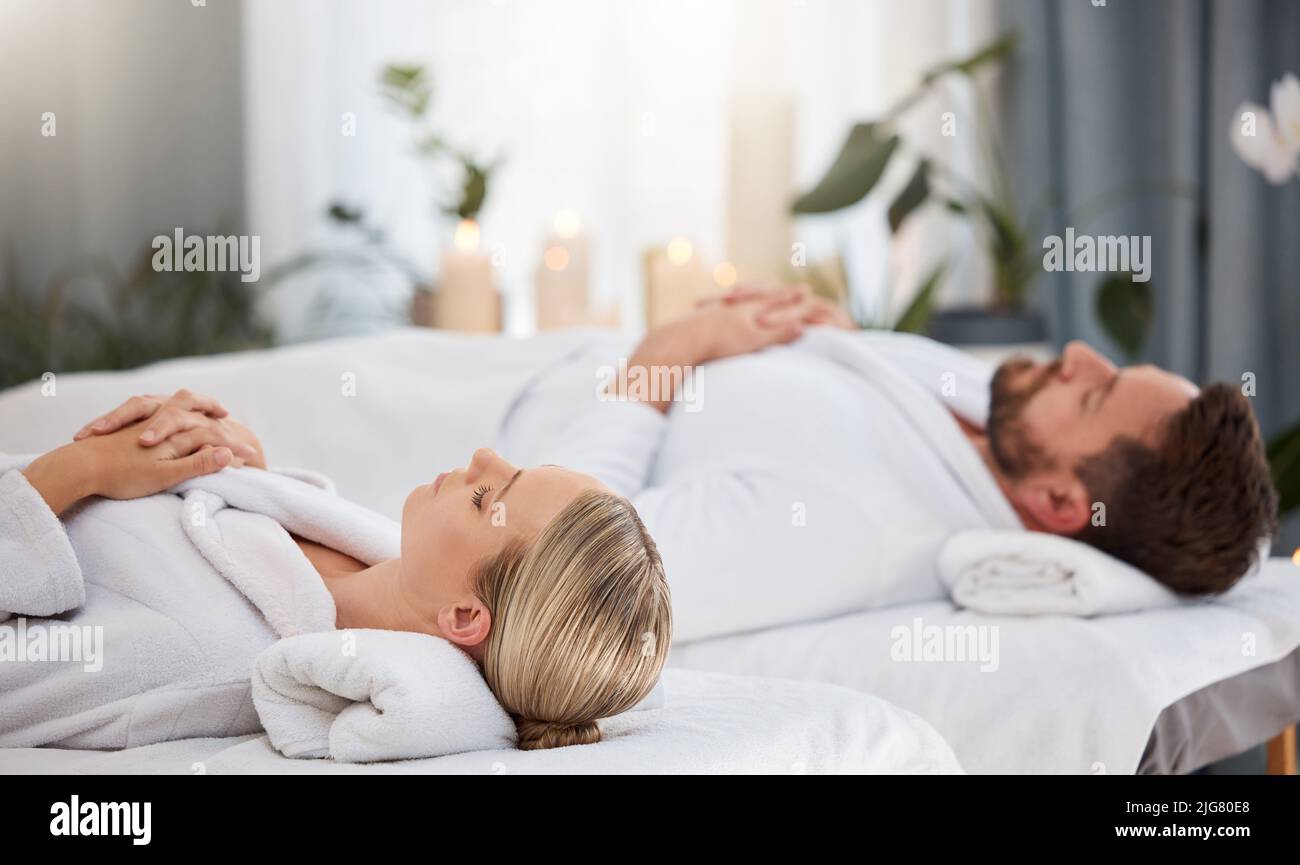 Grab your girls and make it a spa day. Shot of a couple enjoying a day ...