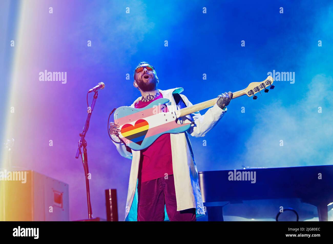 Madrid, Spain. 08th July, 2022. Ben McKee of Imagine Dragons performs ...