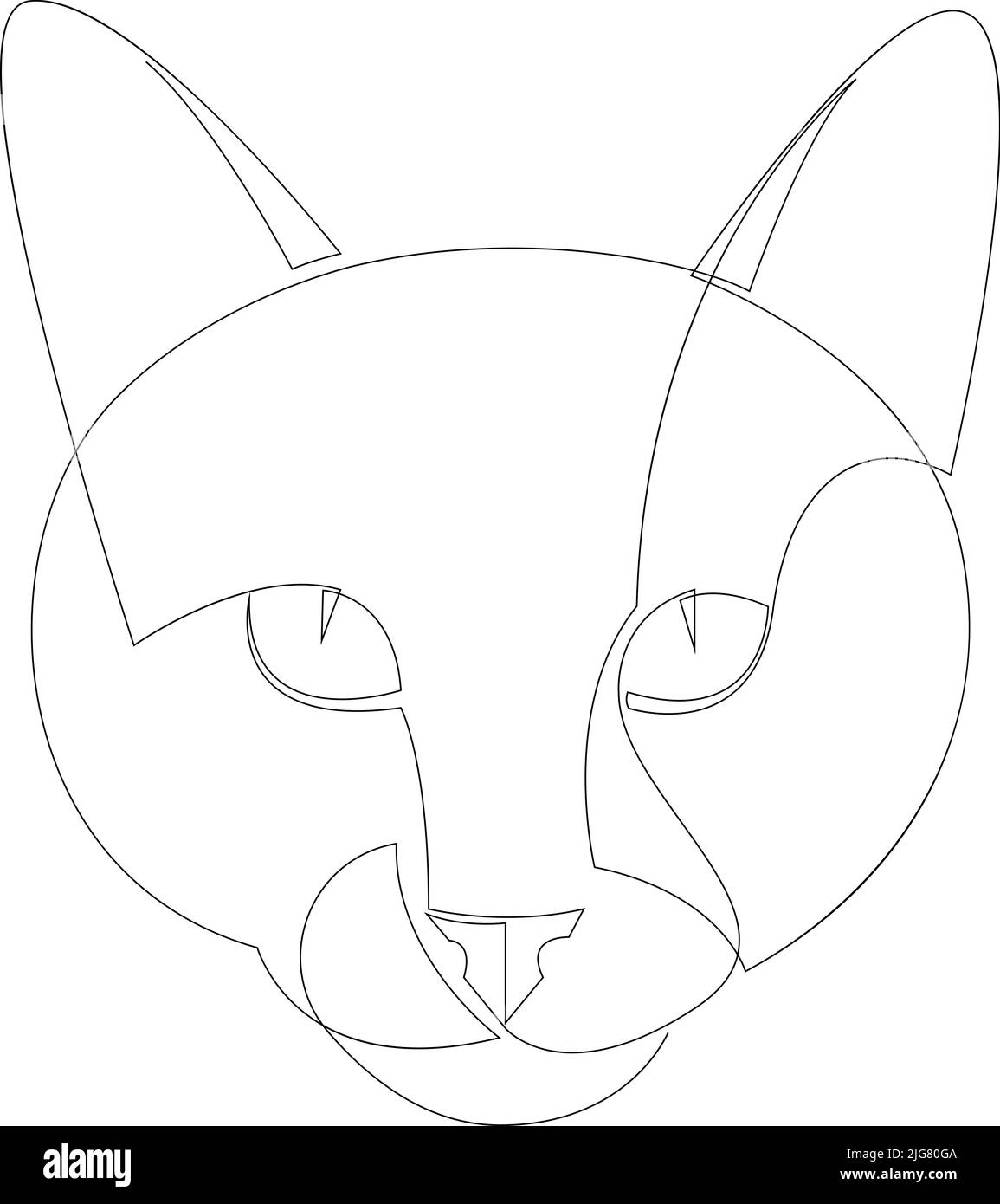 Cat in continuous line art drawing style. Minimalist black linear ...