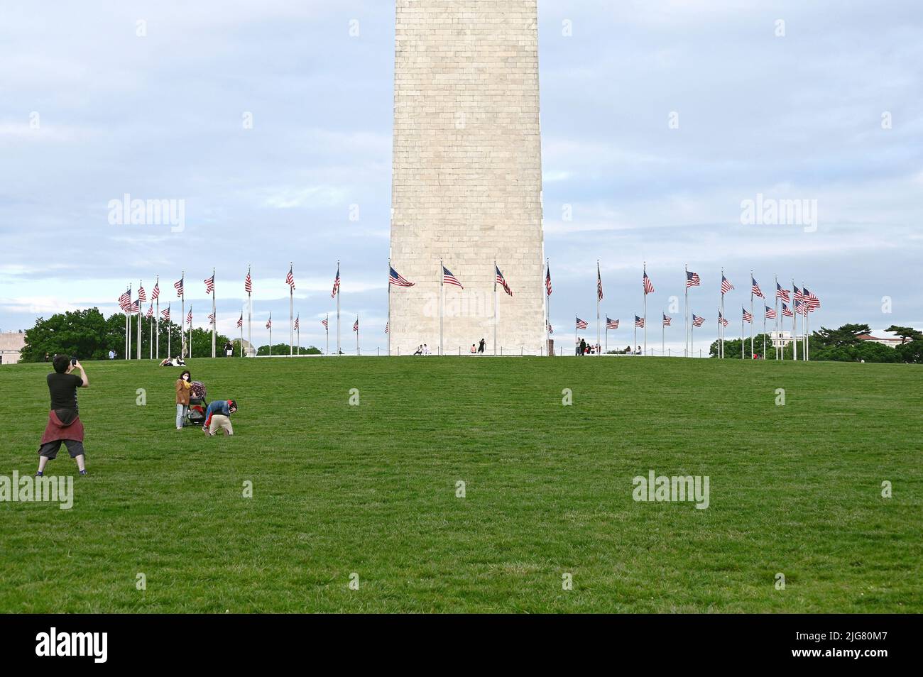 American flags around the Washington Monument on the National Mall ...