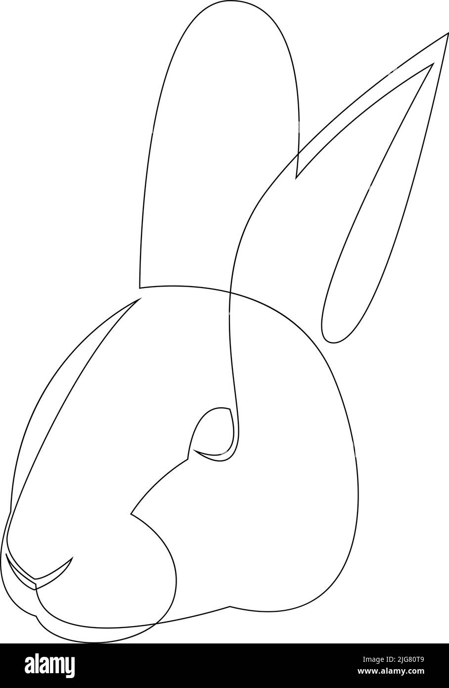 One line design silhouette of rabbit. Hand drawn single continuous line ...