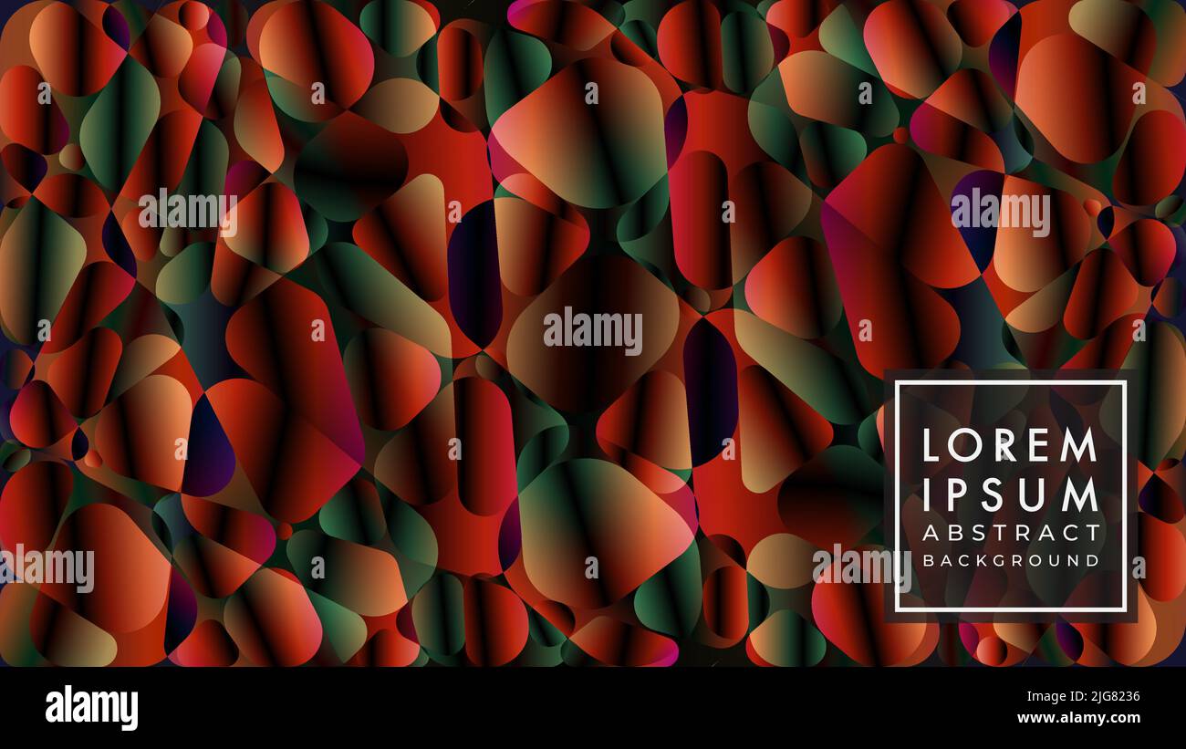 Rounded geometrical shape pattern in dark neon color gradient. Abstract ...