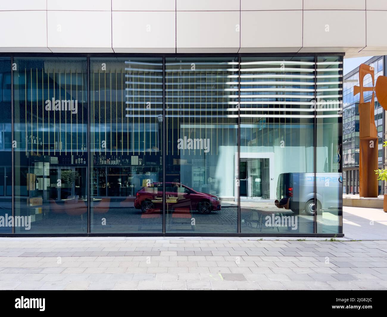 Cars reflection on a glossy building in Bruxelles Stock Photo - Alamy