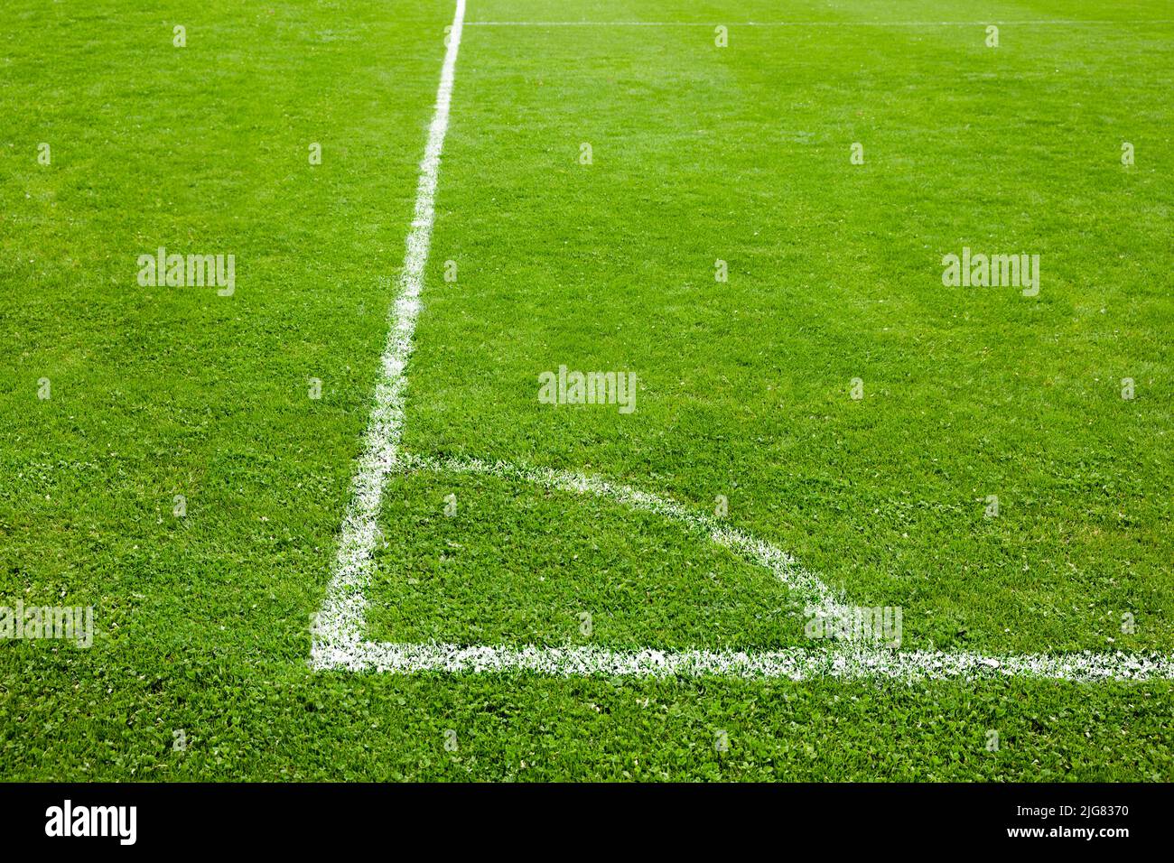 Corner ball line on a soccer field Stock Photo - Alamy