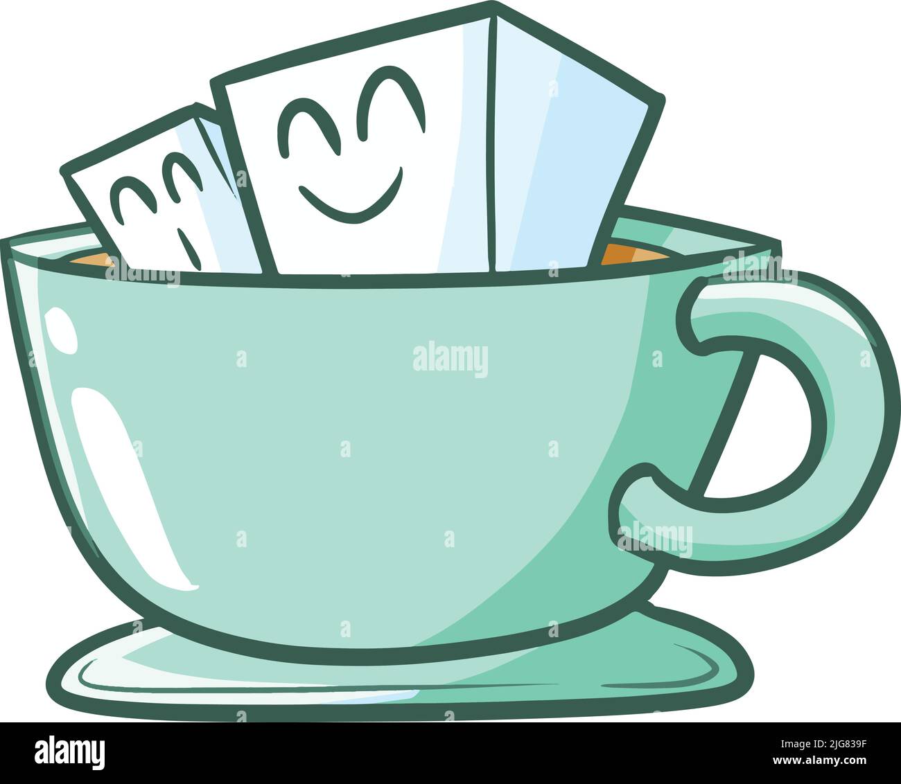 A colorful vector illustration of a cup of tea with sugar cubes Stock ...