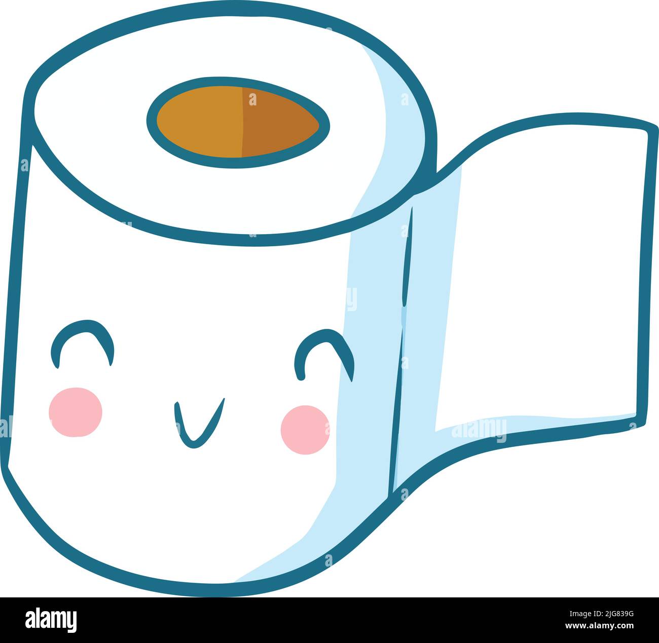 A colorful vector illustration of a toilet paper with a smiling face ...