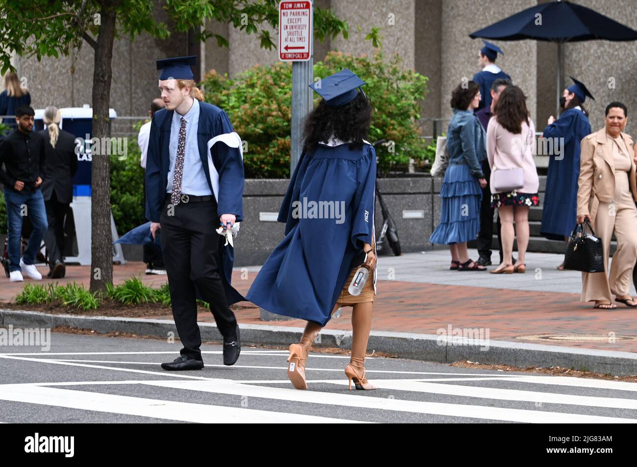 George Washington University college students in traditional robe and ...