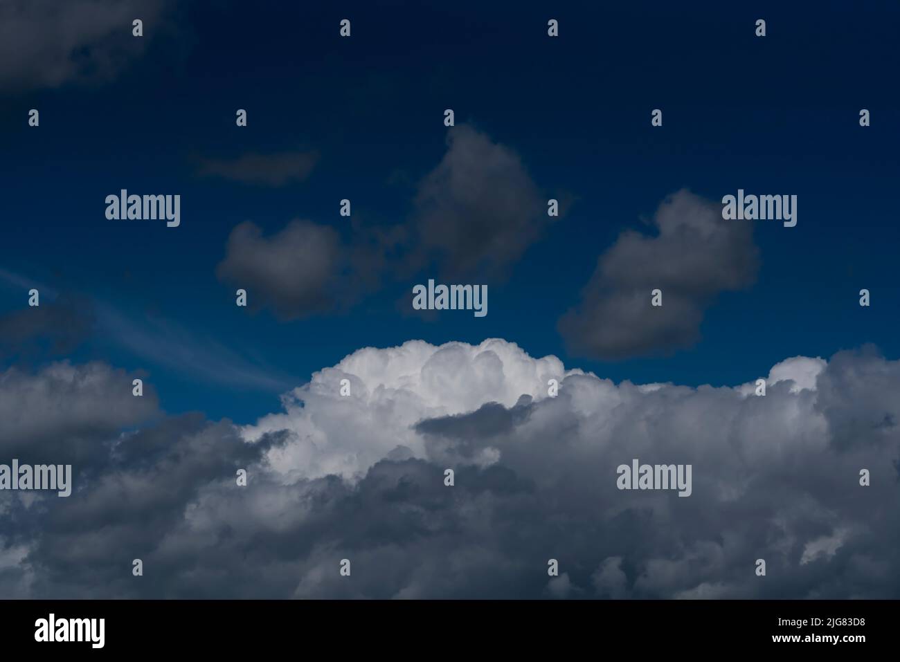 Huge grey white rain cloud in spring just before heavy rain Stock Photo ...