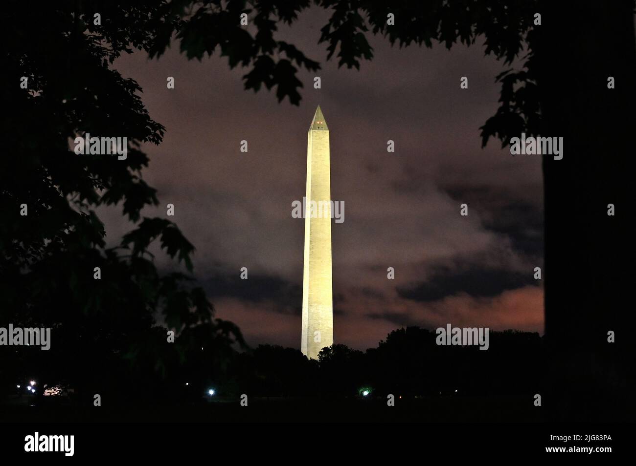 Washington Monument on the National Mall at night; Washington D.C Stock ...