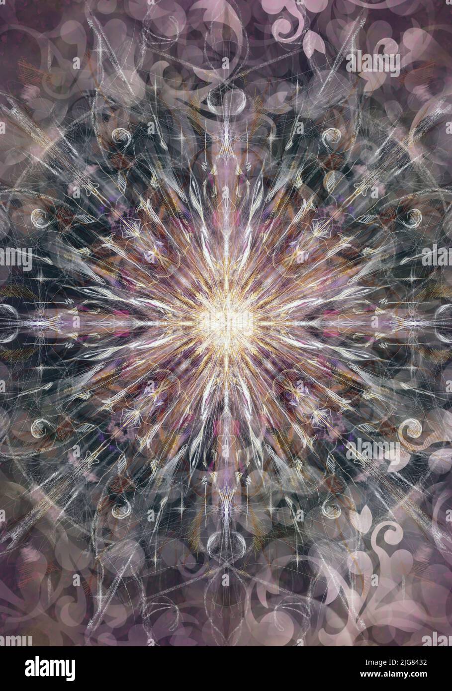 Abstract design in symmetrical geometry and hand painted ornaments ...