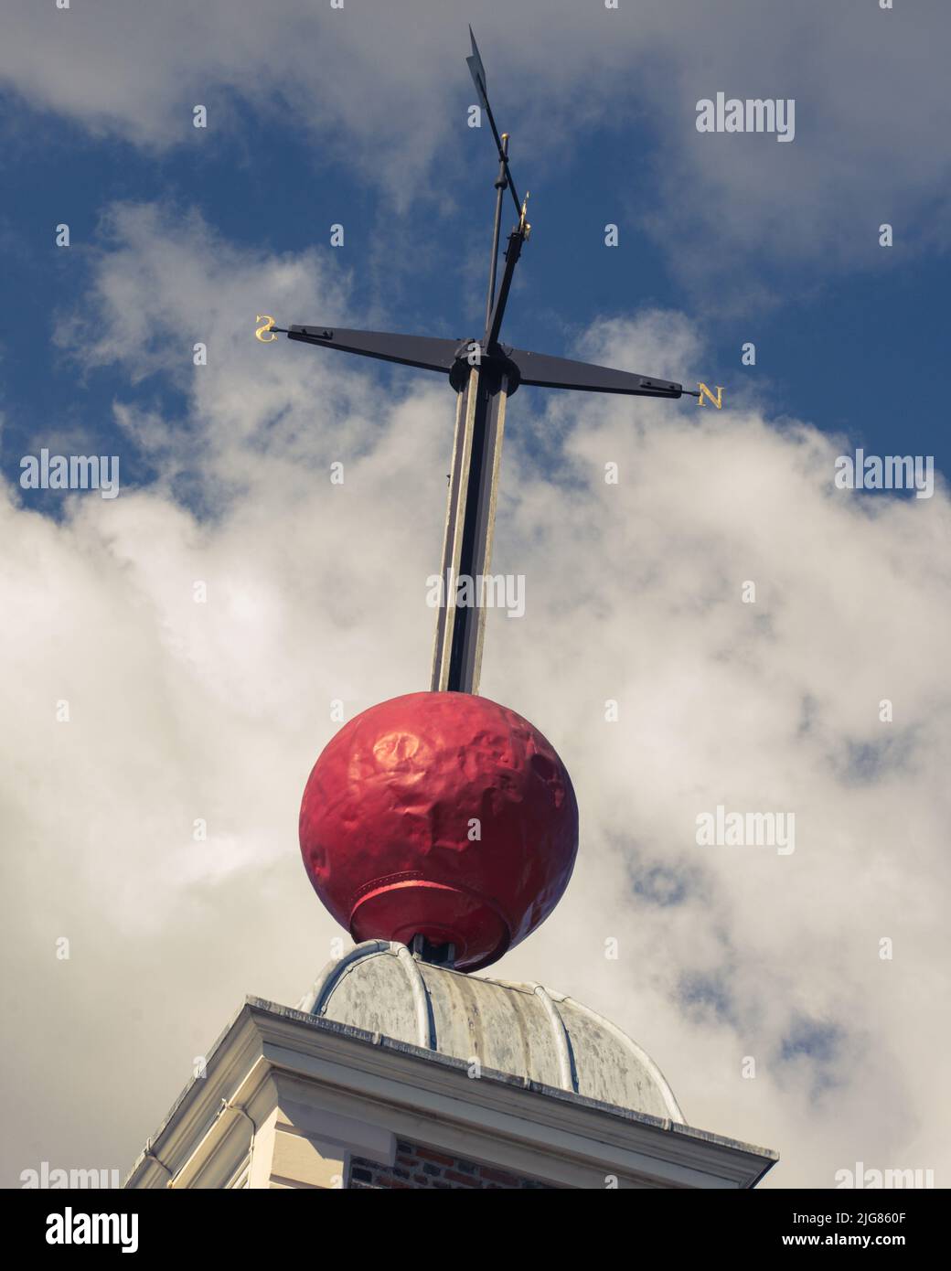 A vertical shot of the Timeball in Royal Observatory, Greenwich, London ...