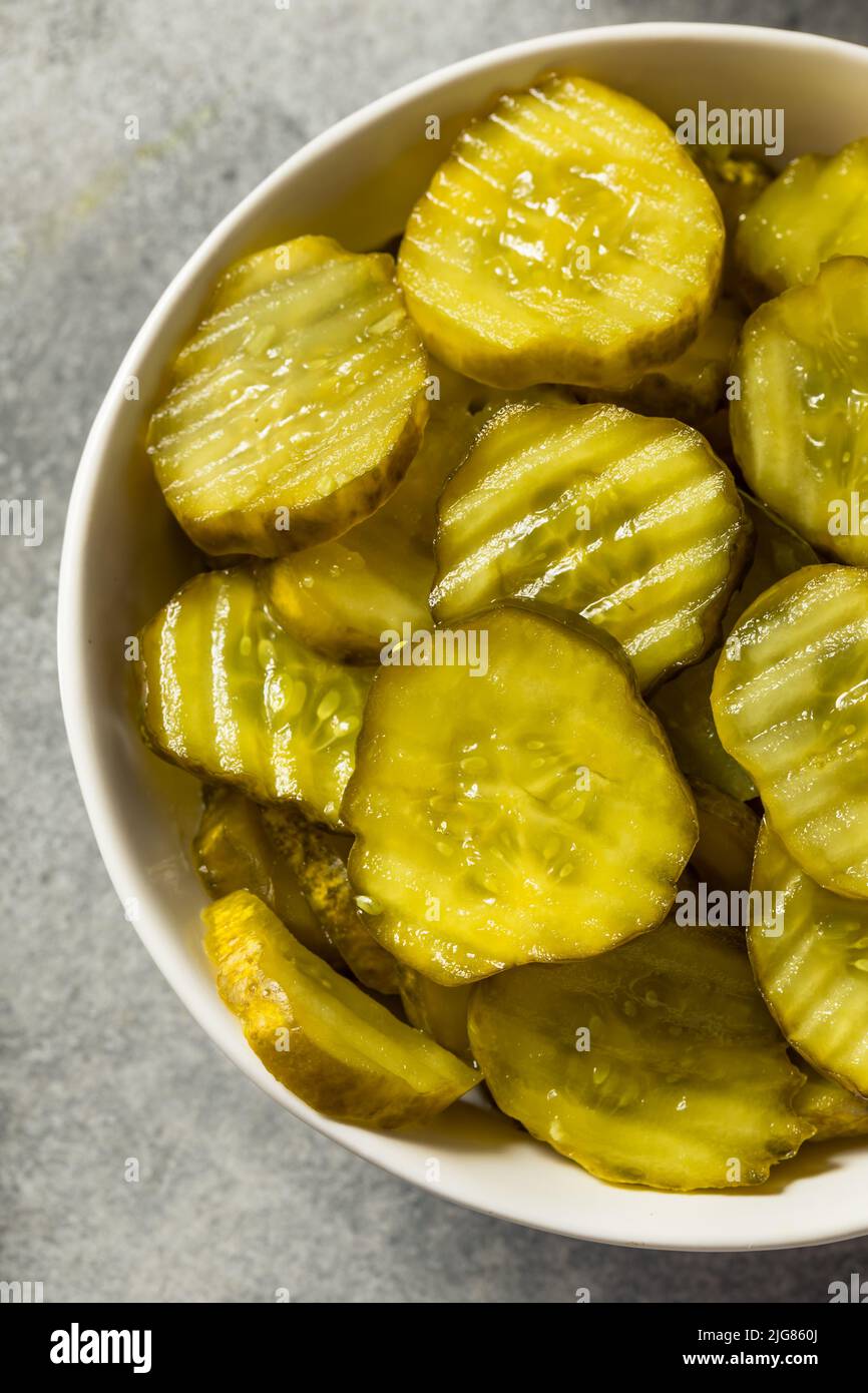 Homemade Green Dill Pickles in a Bowl Stock Photo - Alamy