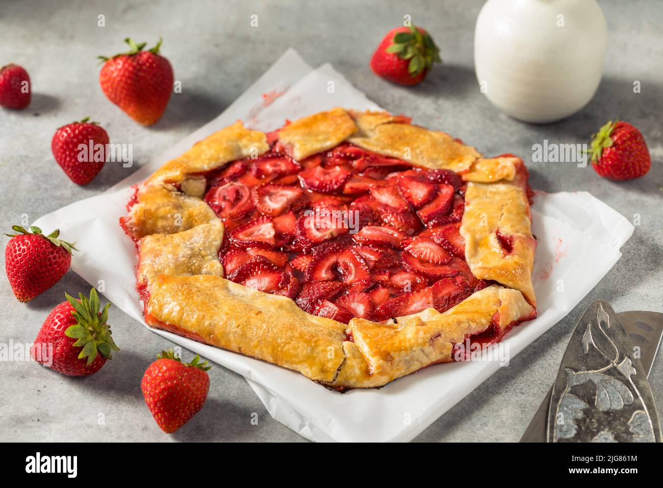 Homemade French Strawberry Galette with Salt and Sugar Stock Photo - Alamy