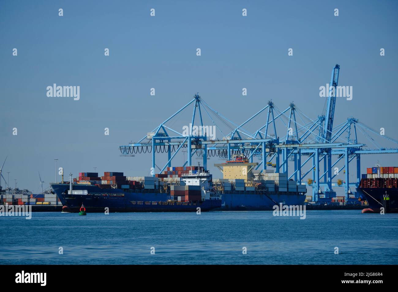 ROTTERDAM, THE NETHERLANDS - New container terminal with a very large ...