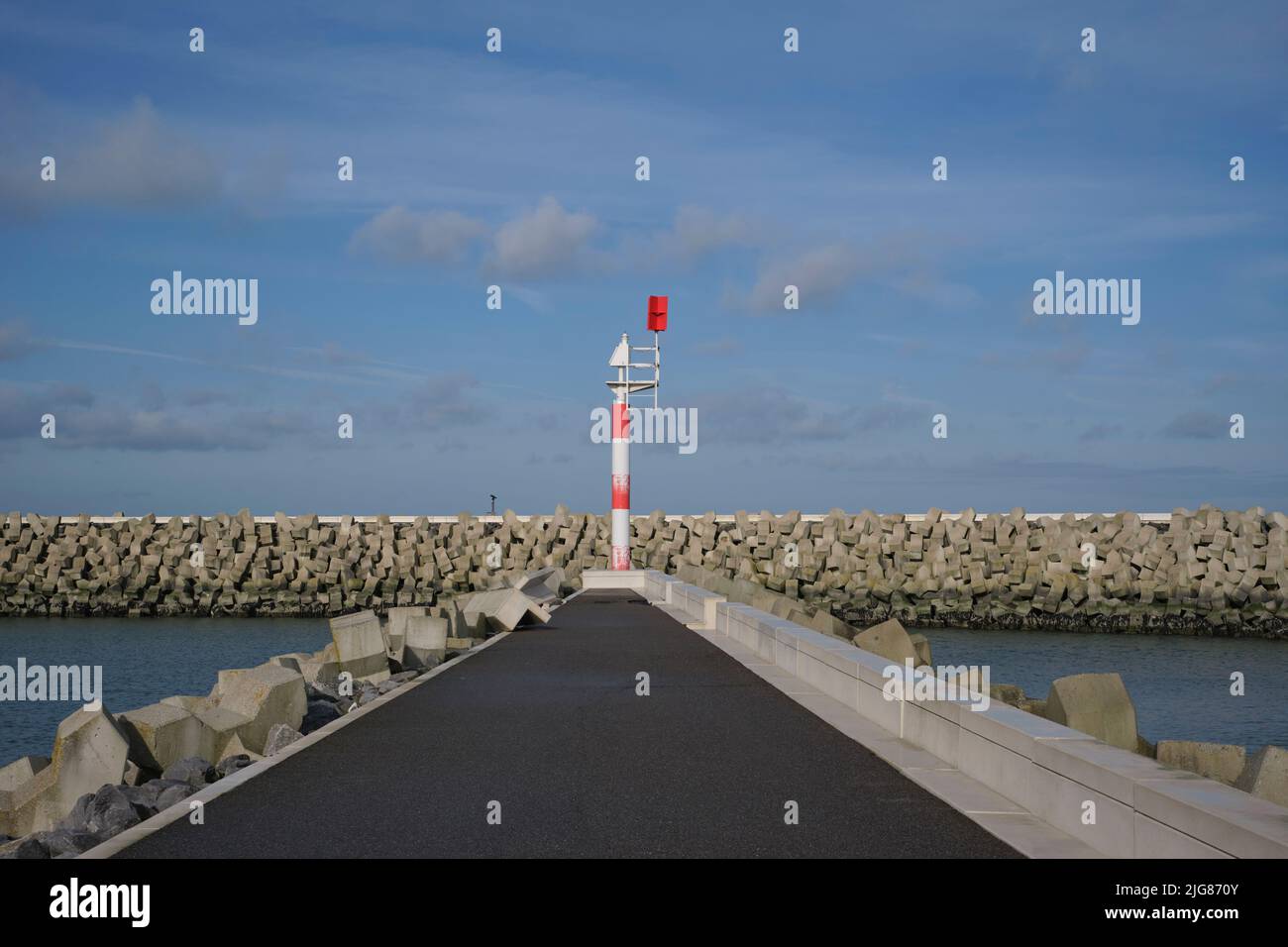 Dutch dike by the North Sea made of concrete stones, Netherlands Stock ...