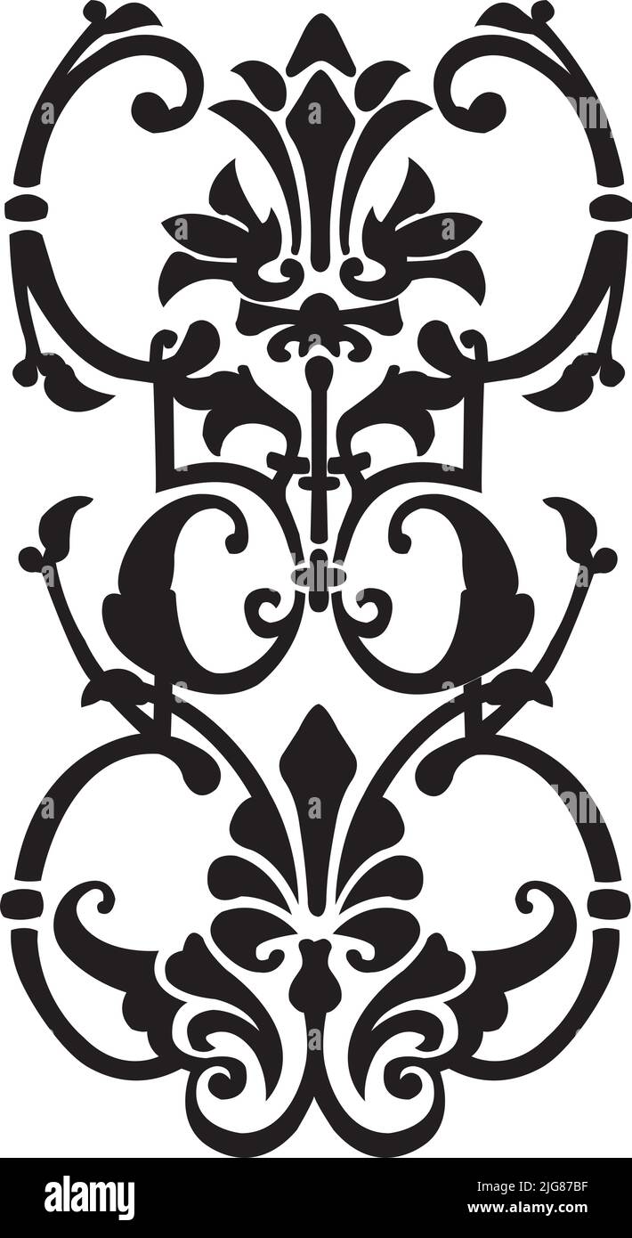 A vertical vector of decorative design elements isolated in white ...
