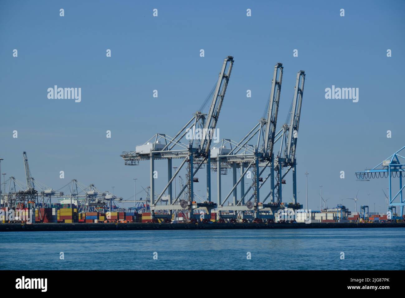 Cargo Cranes in Industrial Port, Cranes and Shipping Containers at ...