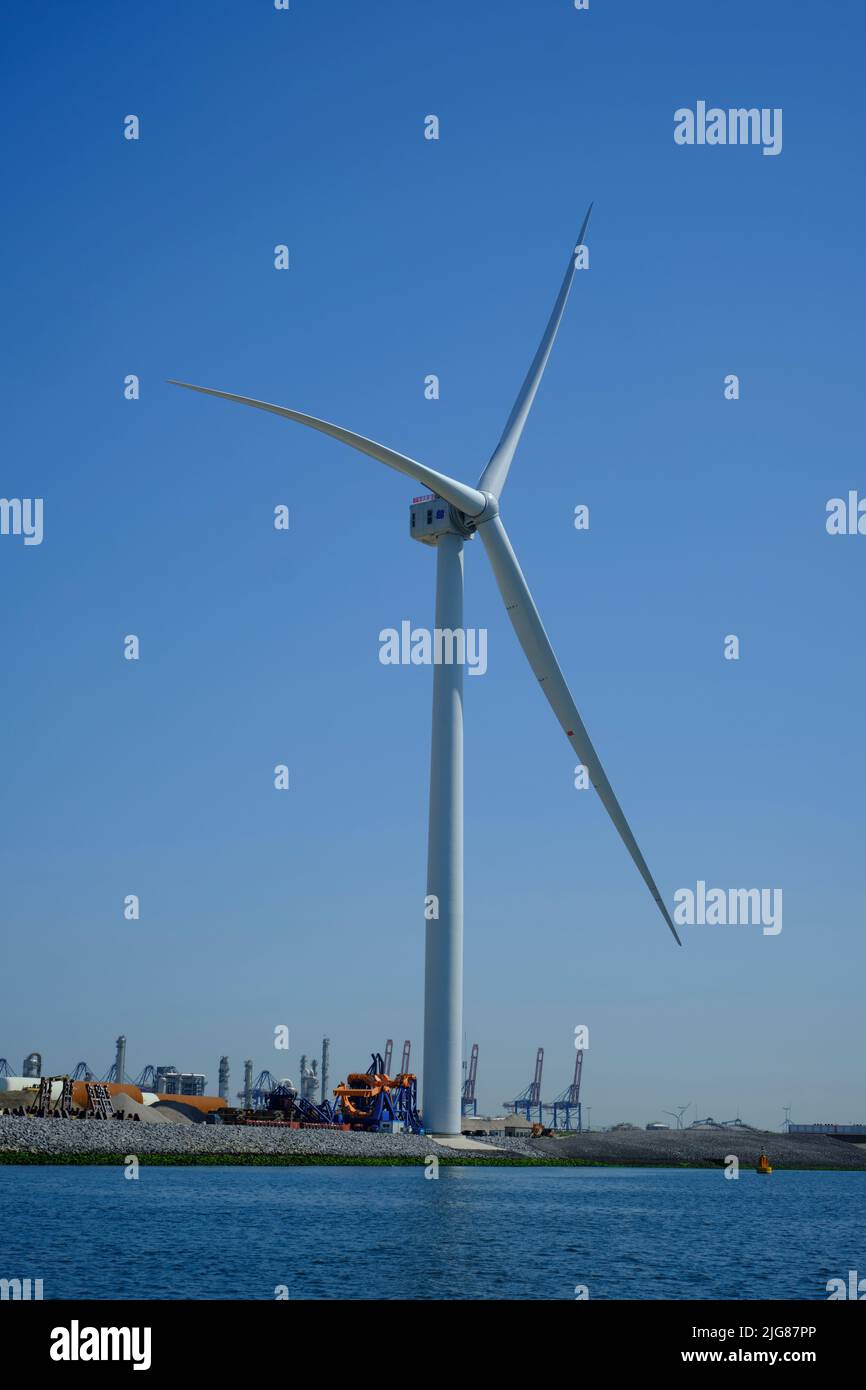 Rotterdam, The Netherlands - the entrance of Rotterdam harbor seen from ...