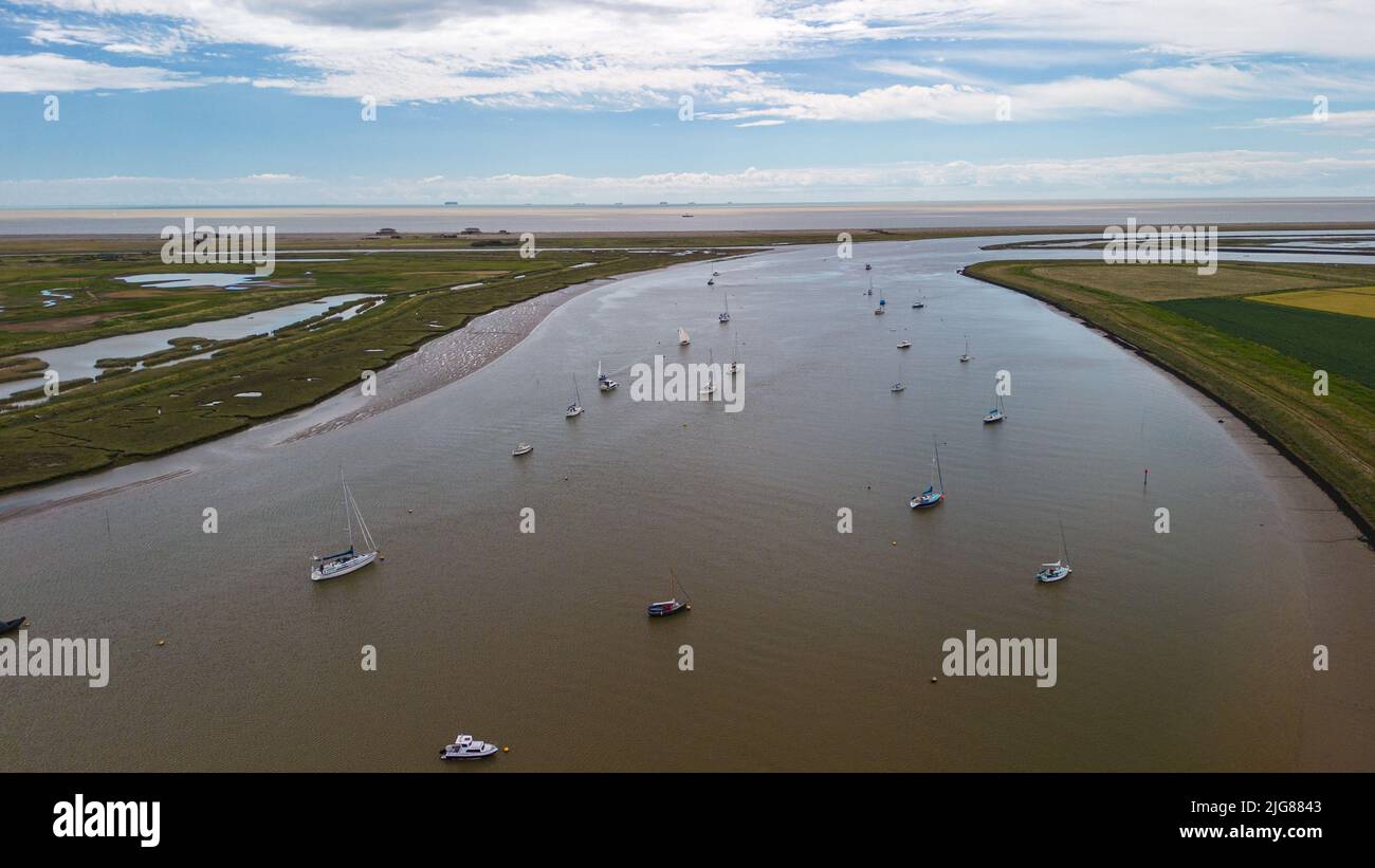 An aerial view of the beurtiful landscape of the River Alde Stock Photo ...