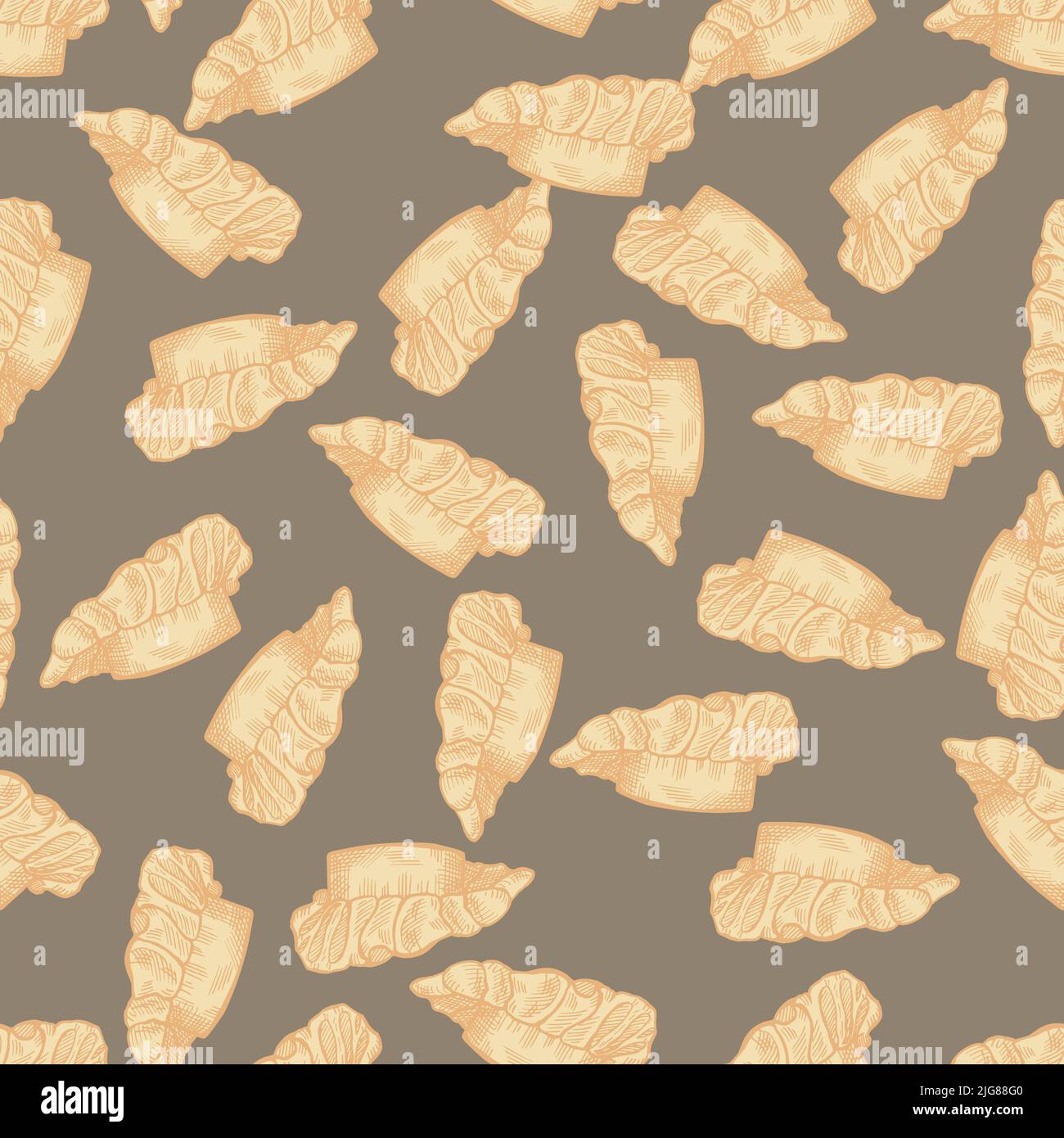 High chef hat engraved seamless pattern. Kitchen traditional element ...