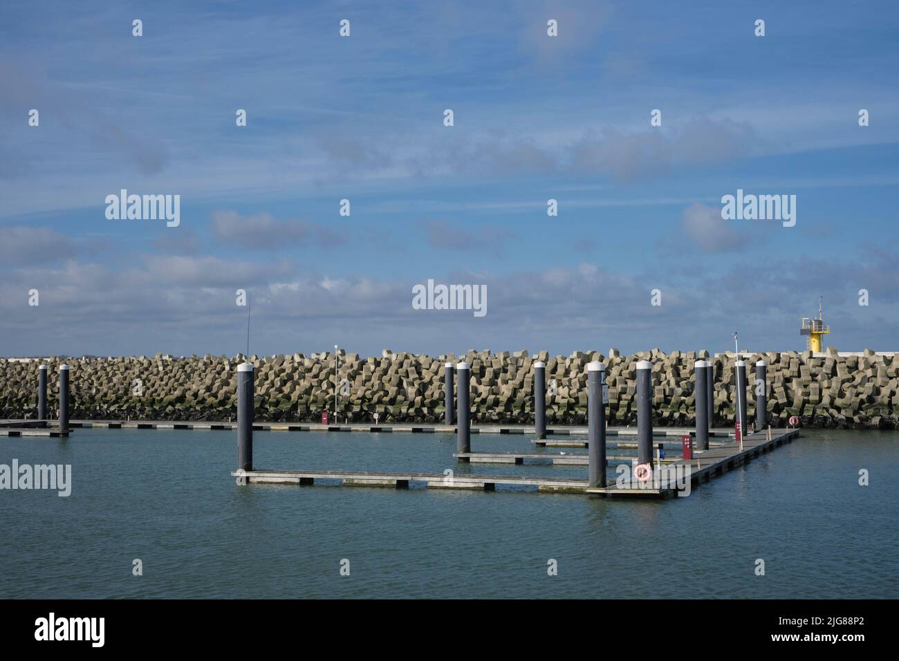 Dutch dike by the North Sea made of concrete stones, Netherlands Stock ...