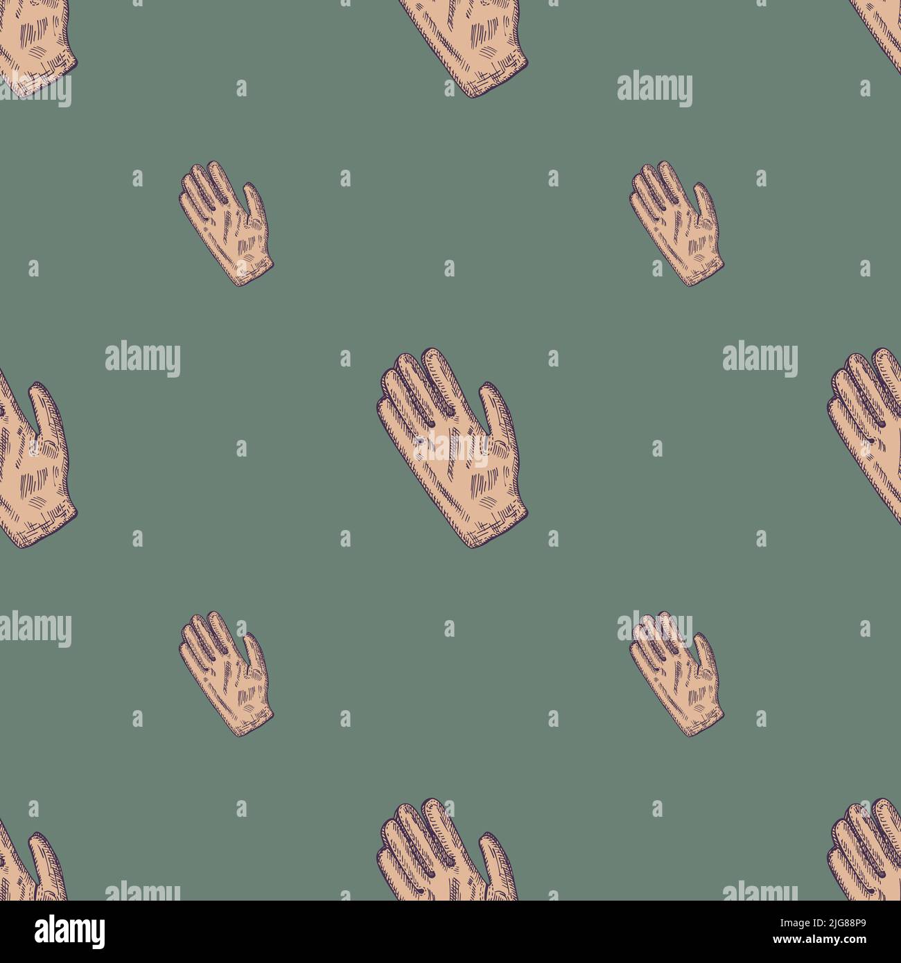 Football glove sketch seamless pattern. Vintage element of goalkeeper ...