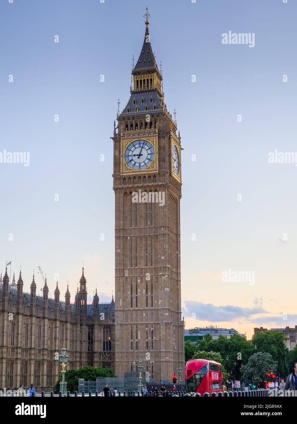 A view of the famous London Big Ben Tower against the blue sky Stock ...