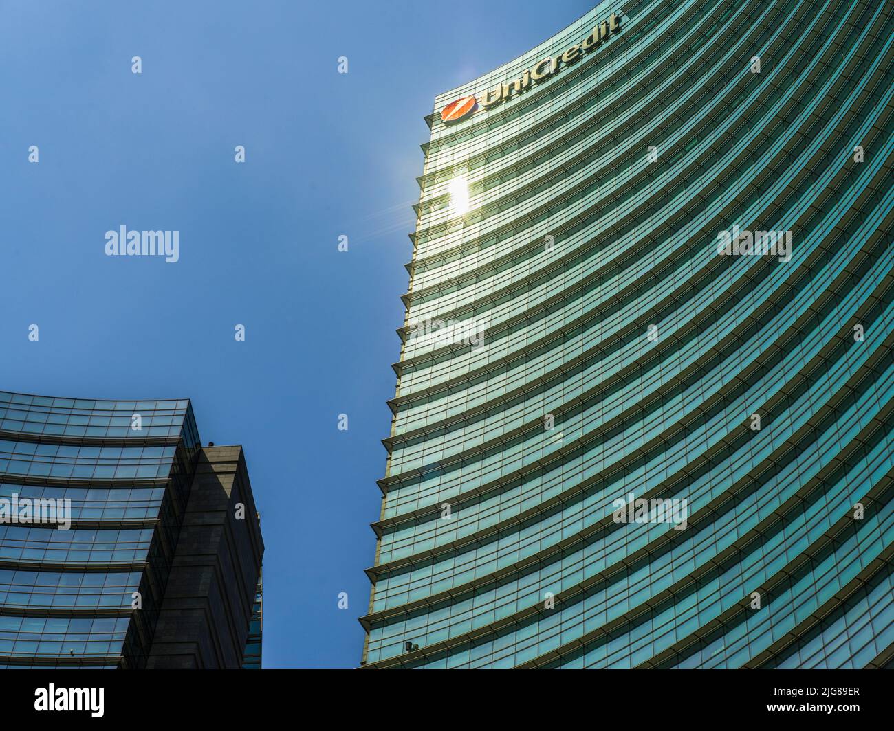 Italy, Milan, Modern architecture, UniCredit bank building Stock Photo ...