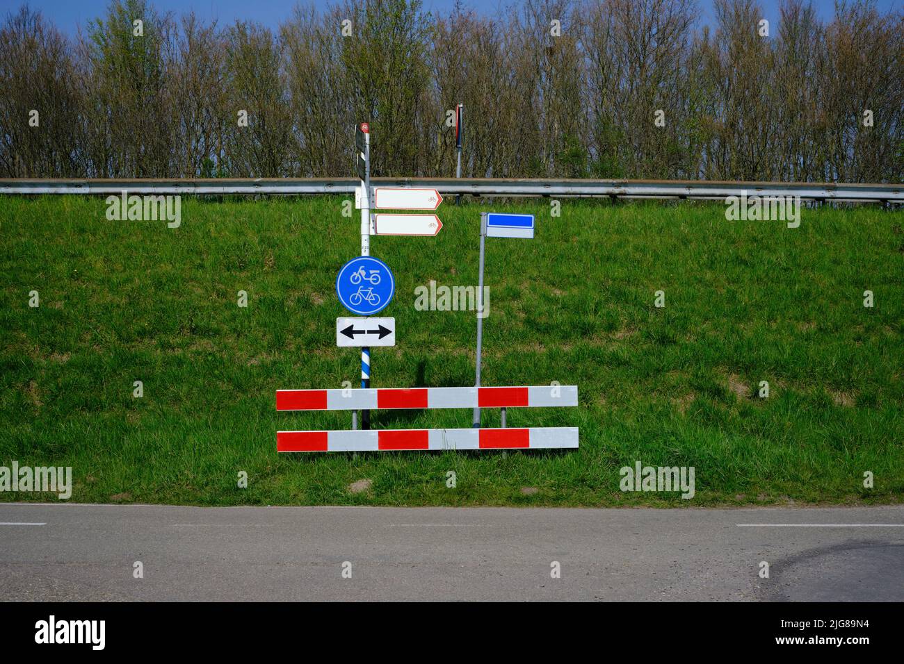 Traffic sign for a two way bicycle lane. In the Netherlands are a lot ...