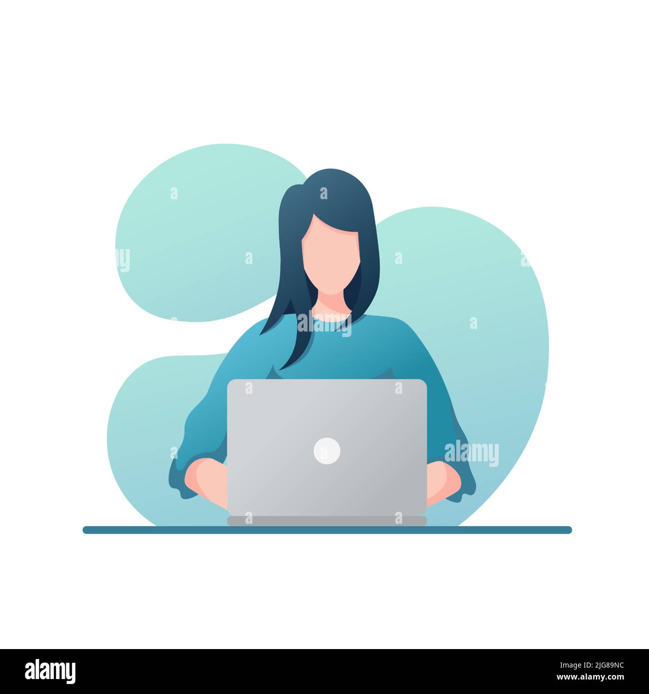 A vector of a woman at work, using a laptop Stock Vector Image & Art ...
