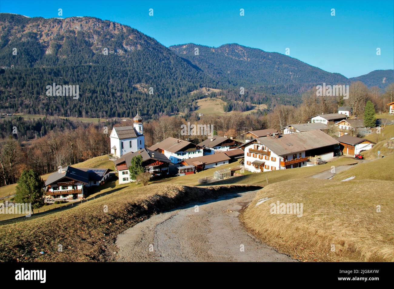 Hike to the church village Wamberg, village overview, district of ...