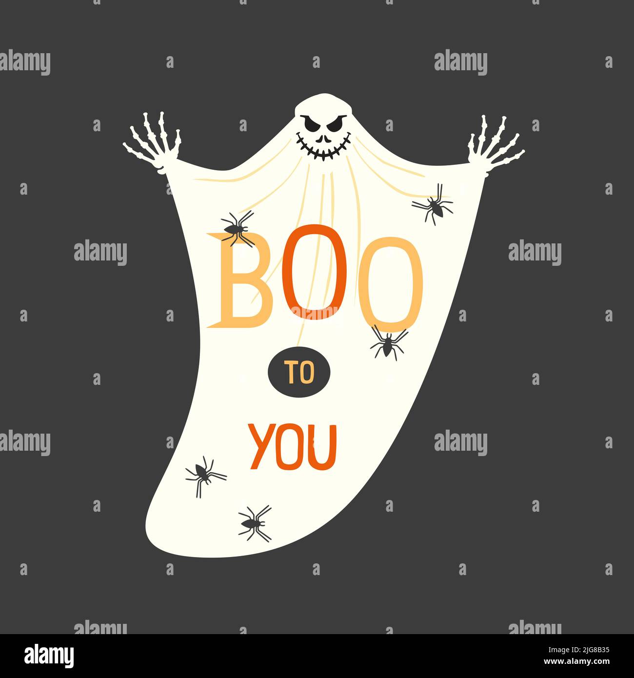 Halloween ghost Boo face scary spirit shadow vector illustration ...