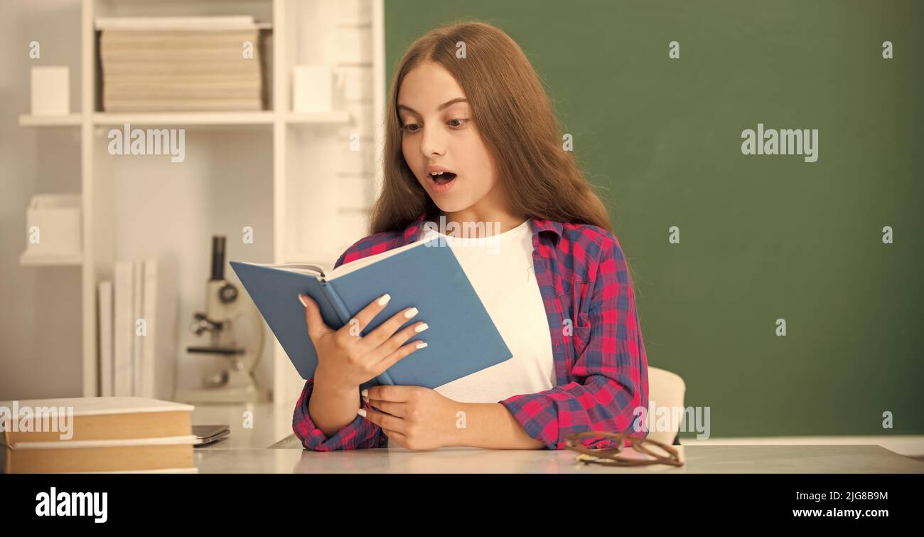surprised teenager student. modern education. high school. schoolgirl ...