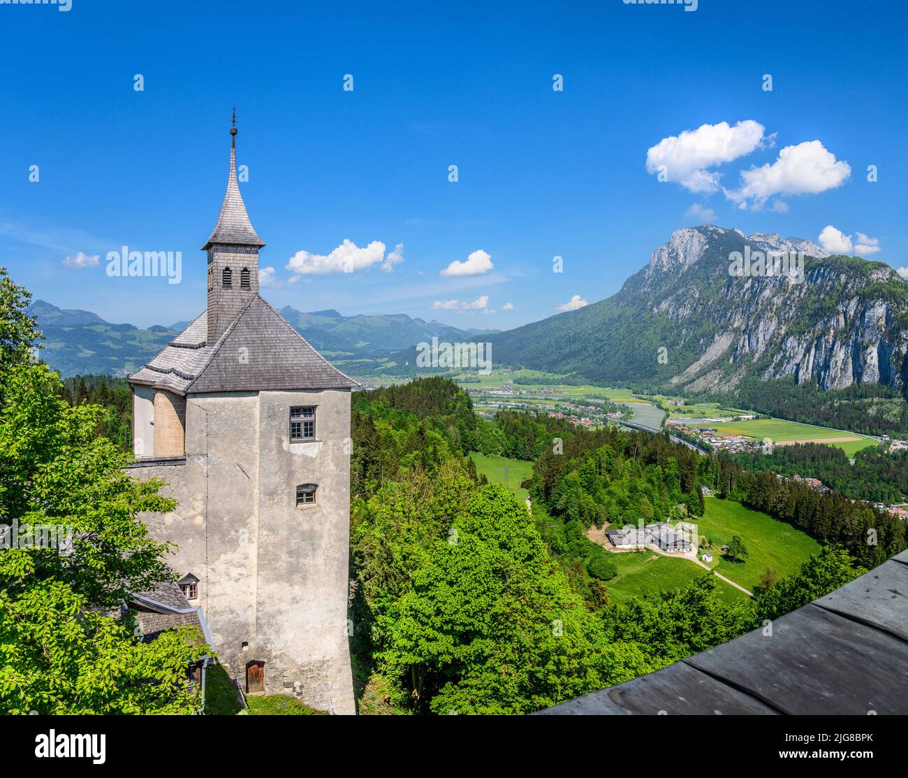 Austria, Tyrol, Kufstein, Thierberg castle, Thierberg chapel with Inn ...