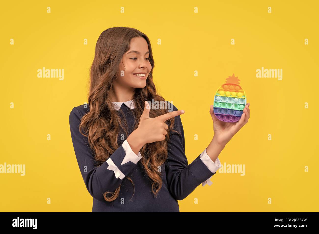 childhood craze. motor skills. pop it fun. happy child play point ...